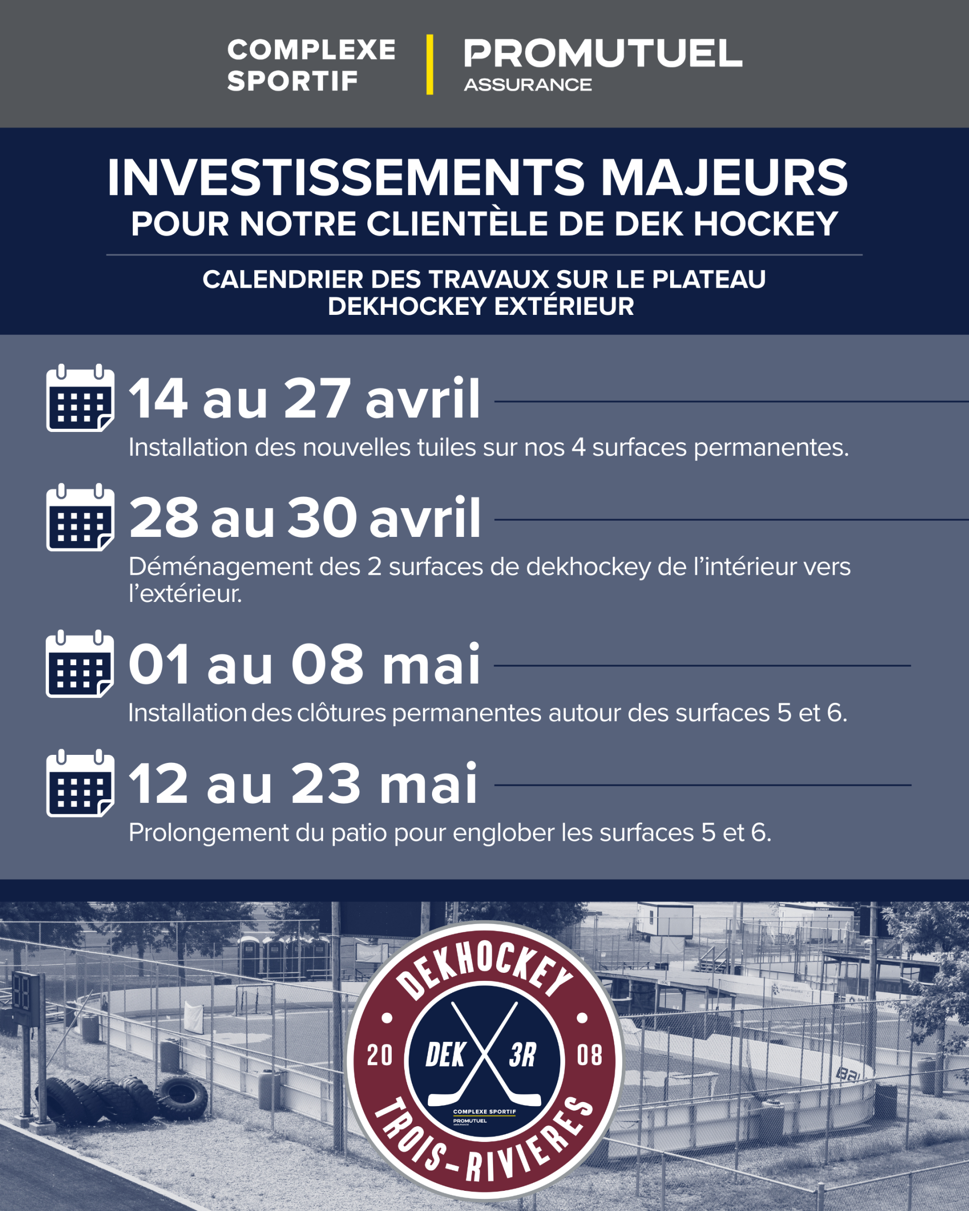 Des investissements majeurs pour le dekhockey | Complexe sportif ...